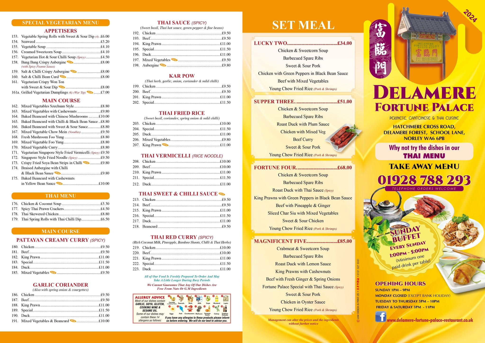 Takeaway Menu – Delamere Fortune Restaurant